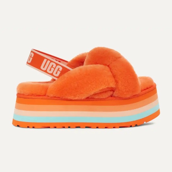 UGG | Shoes | Ugg Womens Disco Knot Slide Sandals Size 7 Orange Fuzzy ...
